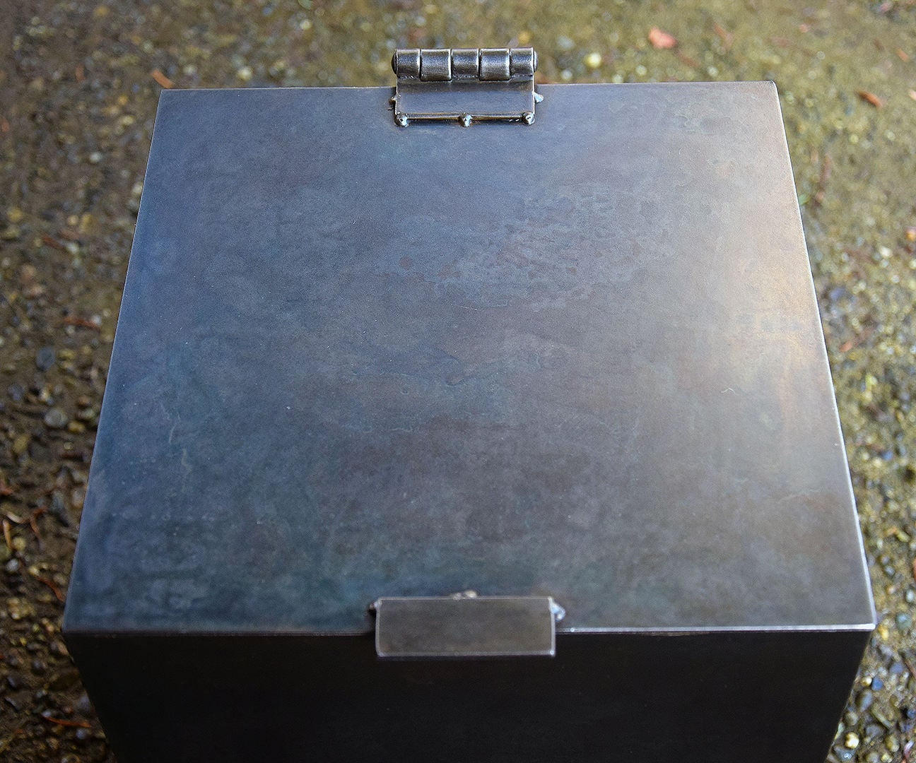 Bathroom Receptacle, Steel Modern Trash Can, Raw Steel Box with Lid ...